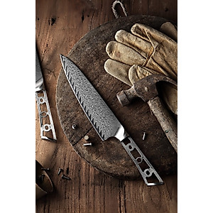 KATSURA Woodworking Project Kit – Gyuto Chef Knife Blank – 8 Inch with 50mm wide blade – Japanese Premium AUS 10, 67 Layers Damascus Steel – Thunder-X Series – NO LOGO