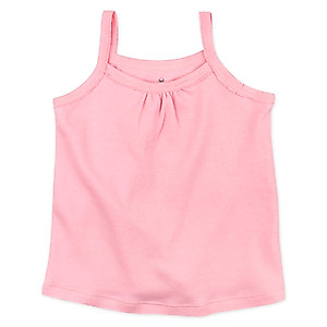 HonestBaby 5-Pack Cami Tops Sleeveless T-Shirts 100% Organic Cotton for Infant and Toddler Baby Girls (Legacy), Wild Rainbow, 4T