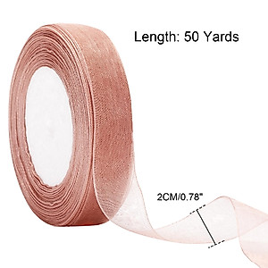 joycraft Gift Ribbon, Sheer Organza Ribbon, Handmade Ribbon, 50 Yds x 0.78" Rose Gold Organza Chiffon Ribbon, Mesh Fabric Ribbon for Gift Wrapping, DIY Craft, Xmas Party Deco