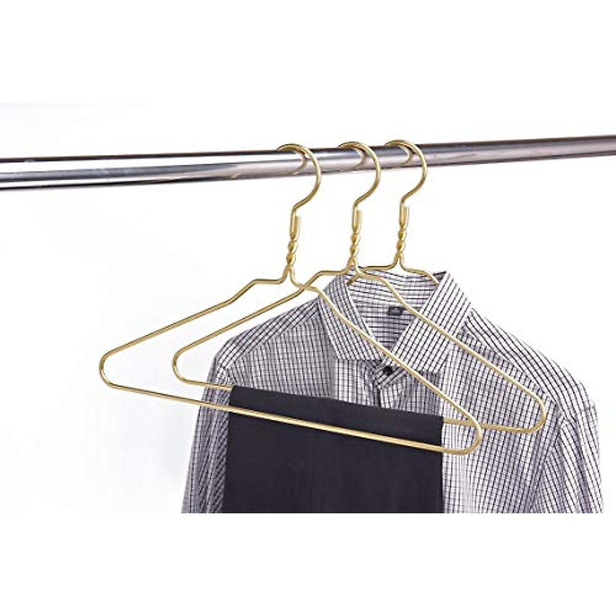 Beautiful Gold Aluminum Metal Suit Hangers Heavy Duty Coat Hangers (10 Pack Gold)