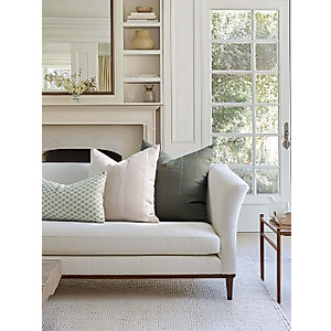 Crumbs Home Modern Farmhouse Fall Linen Indoor Outdoor Throw Pillow Cover Only, 20"x20" Water Repellent for Patio, Backyard, Couch, Neutral Beige Vertical Stripes