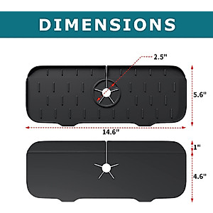 YODITO Faucet Sink Splash Guard - Silicone Mat For Kitchen Sink & Bathroom Sink Mat - Countertop Protector Water Catcher Drip Tray Drain Pad Faucet Splash Guard Counter Drying Mat Draining Pad (White)