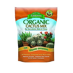 Espoma Organic Cactus Potting Soil Mix, Natural & Organic Soil for Cactus, Succulent, Palm, and Citrus grown in containers both indoors and outdoors, 4 qt, Pack of 1
