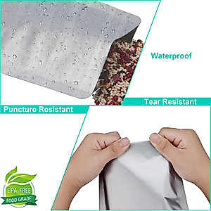 50 PCS 1 Pint Mylar bags for food storage, Heat Sealable Bags Storage Bags for Food, Coffee Beans, tea, grains, etc.(5.9 x 7.9 Inch)