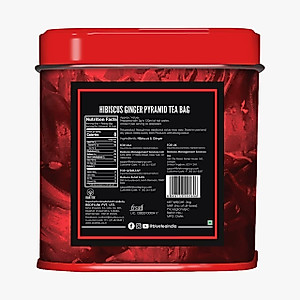 BLUE TEA - Hibiscus Ginger Herbal Tea - 18 Tea Bags | DETOX TEA | Caffeine & Gluten Free - Non-GMO | Tin Packaging |