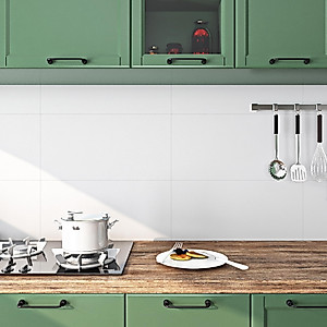 FunStick 12"x24" White Peel and Stick Floor Tile Waterproof White Vinyl Flooring Peel and Stick Wall Tiles for Kitchen Bathroom Stick on Floor Tiles for Bedroom Sticky Laminate Flooring Tiles 5 Pcs