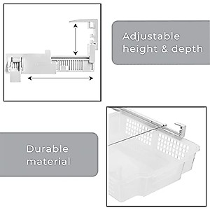 Smart Design Adjustable Pull Out Refrigerator Drawer - Extra Large, Set of 2 - BPA Free - Holds 20 lbs - Extendable Sliding Fridge Bin, Freezer, Pantry Food Holder Storage Organizer - Kitchen - Clear