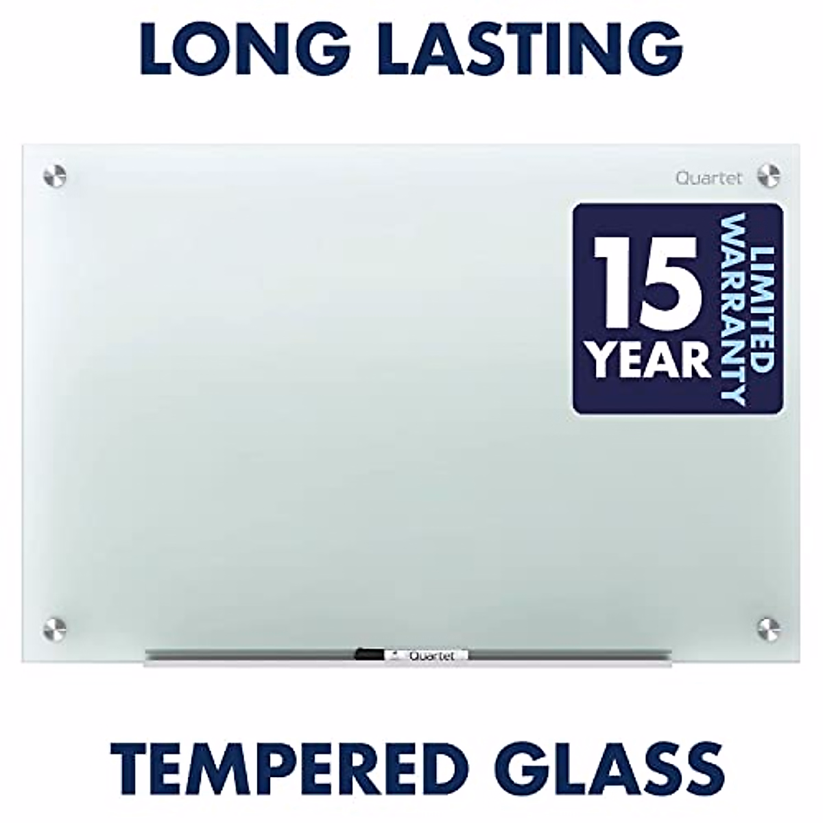 Quartet Whiteboard, Glass Dry Erase Board, Non-Magnetic, 3' x 2', Infinity Frameless Mounting, Frosted Surface, Accessory Tray, and 1 Dry Erase Marker (G3624F)