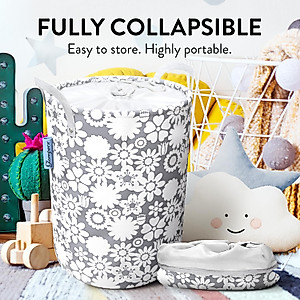 GLAMPERS Laundry Hamper 43/46/54L | Small Laundry Baskets with Sturdy Handles | Collapsible Kids Hamper for Dirty Clothes, Toys | Small, Gray Wave2