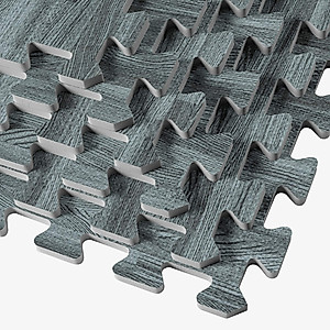 Forest Floor 3/8 Inch Thick Printed Foam Tiles, Premium Wood Grain Interlocking Foam Floor Mats, Anti-Fatigue Flooring, 24 in x 24 in