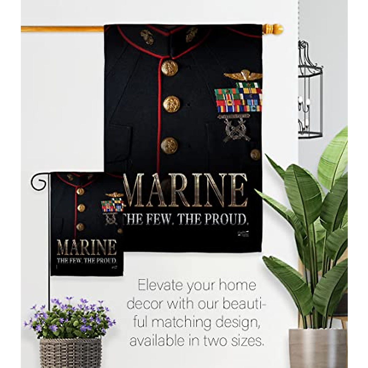 Dress Blue Marine Garden Flag - Set Mailbox Hanger Armed Forces Corps USMC Semper Fi United State American Military Veteran Retire Official - House Banner Small Yard Gift Double-Sided 13 X 18.5
