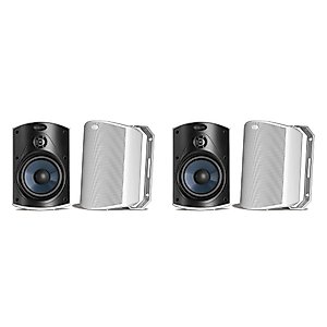 Polk Audio Atrium 4 Outdoor Speakers with Bass Reflex Enclosure | 4 Speaker Pack (2 Pairs, White) - All-Weather Durability | Broad Sound Coverage | Speed-Lock Mounting System | 2 Pairs (White)