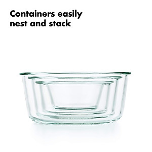 OXO Good Grips 8 Piece Smart Seal Airtight Glass Round Container Set,Blue