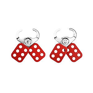 QWORK Lock Out Tag Out Hasp, 6 Pack Tamper-Proof Stainless Steel Padlock Hasp with Extended Jaw, Red