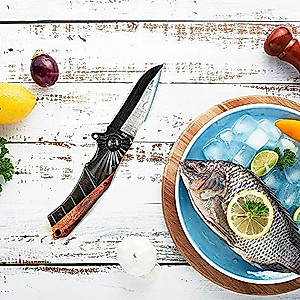 Spring Assisted Pocket Knife with Clip, Folding Pocket Knife - Decorative Metal and Wood Handle Grip