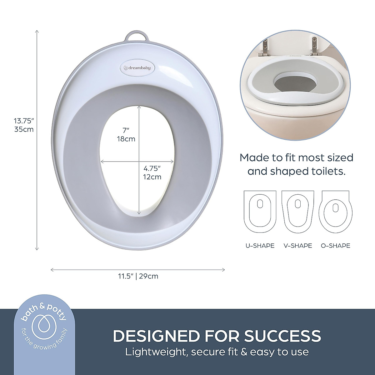 Dreambaby EZY- Potty Training Toilet Seat Topper, Non-Slip and Great for Travel, Grey, Toilet Training Seat