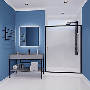 ANZZI 72 x 60 inch Framed Shower Door in Matte Black, Halberd Water Repellent Glass Shower Door with Seal Strip Parts, Easy Gilde Rollers Sliding Shower Door, SD-AZ052-02MB