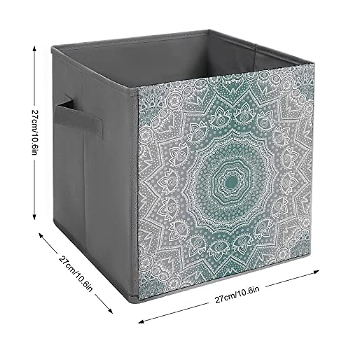 Mandela Pattern Foldable Storage Bins Printd Fabric Cube Baskets Boxes with Handles for Clothes Toys, 11x11x11