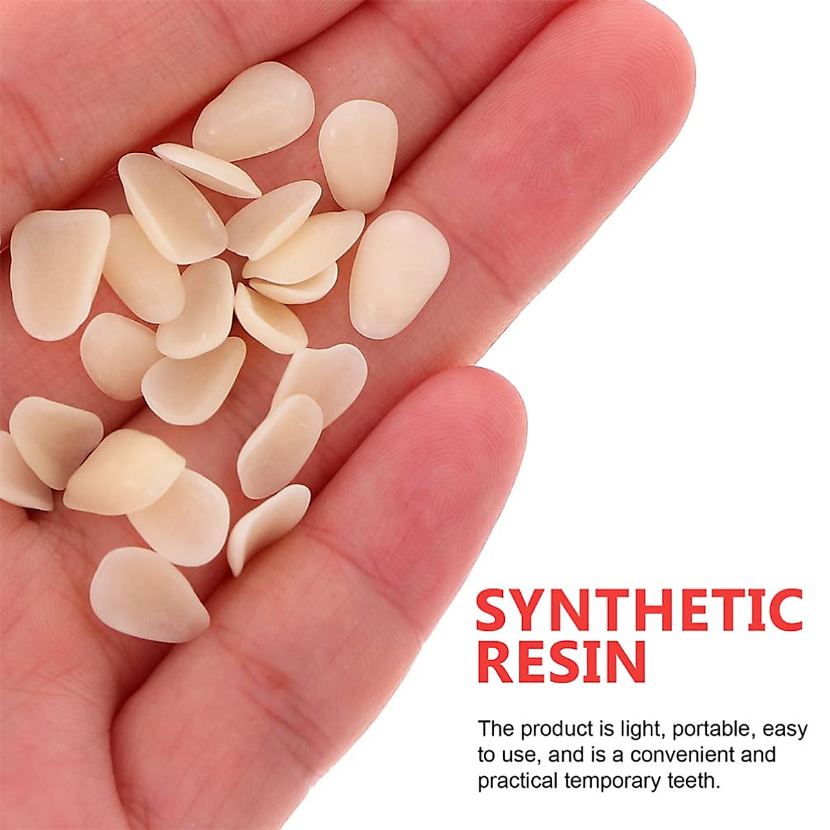 FOMIYES Temporary Crown, 200Pcs Temporary Cap, Dental Acrylic Resin Temporary Crown Veneers Material Temporary Repair Kit Replacements for Missing Broken Fake Teeth Beige