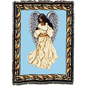 Pure Country Weavers Guardian Angel and Baby 3 Blanket - Religious Gift Tapestry Throw Woven from Cotton - Made in The USA (72x54)