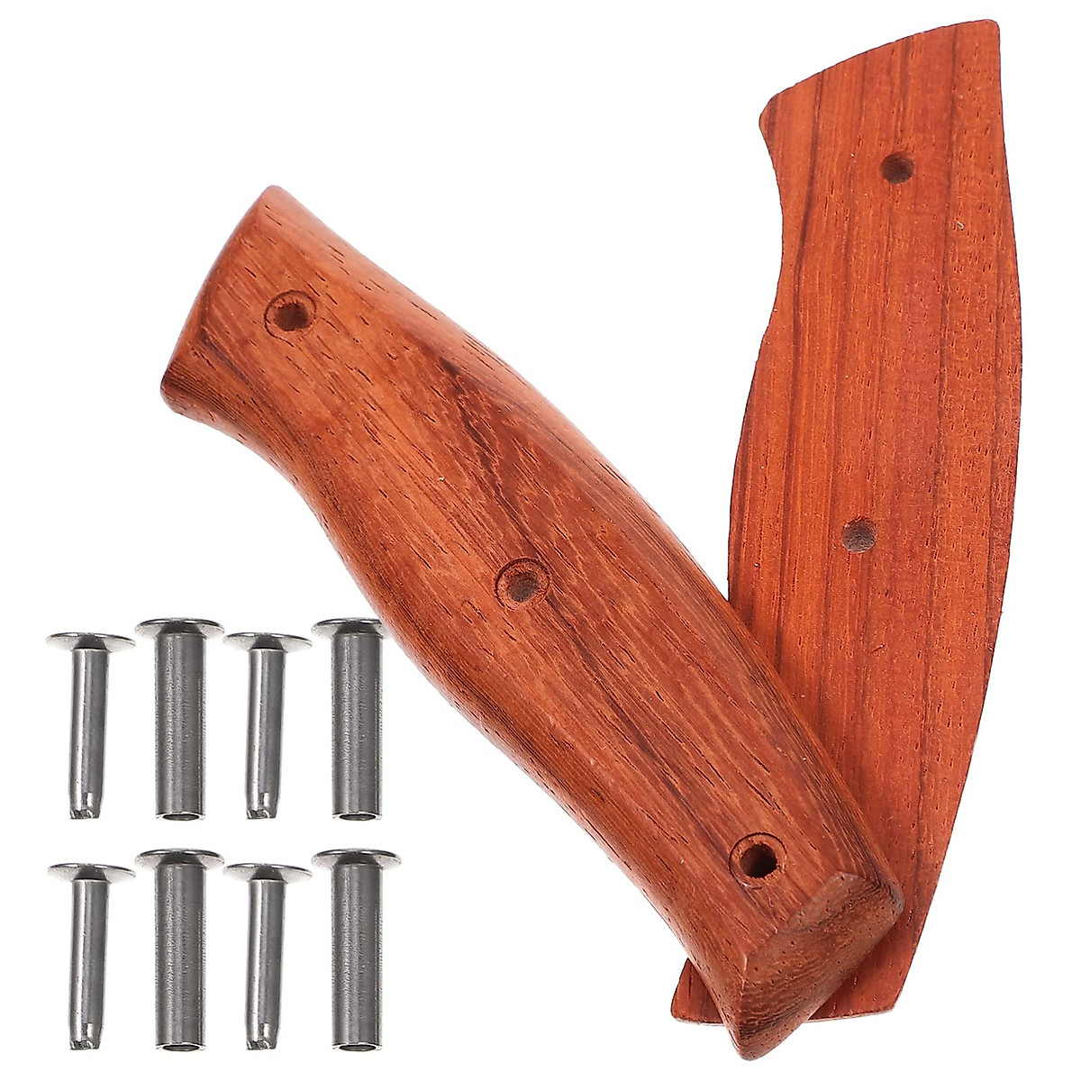 Zerodeko Kitchen Knife Replacement Handle Wooden Knife Repair Handle Cutter Grip Handle Knife Replacement Accessories Parts with Nuts for Home Dark Red