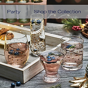 Mikasa Party Rocks Double Old Fashioned Whiskey, Set of 4, Gold/Silver