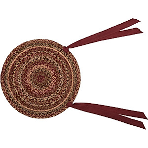 VHC Brands Cider Mill Jute Chair Pad Set of 6, 6 Count (Pack of 1), Red