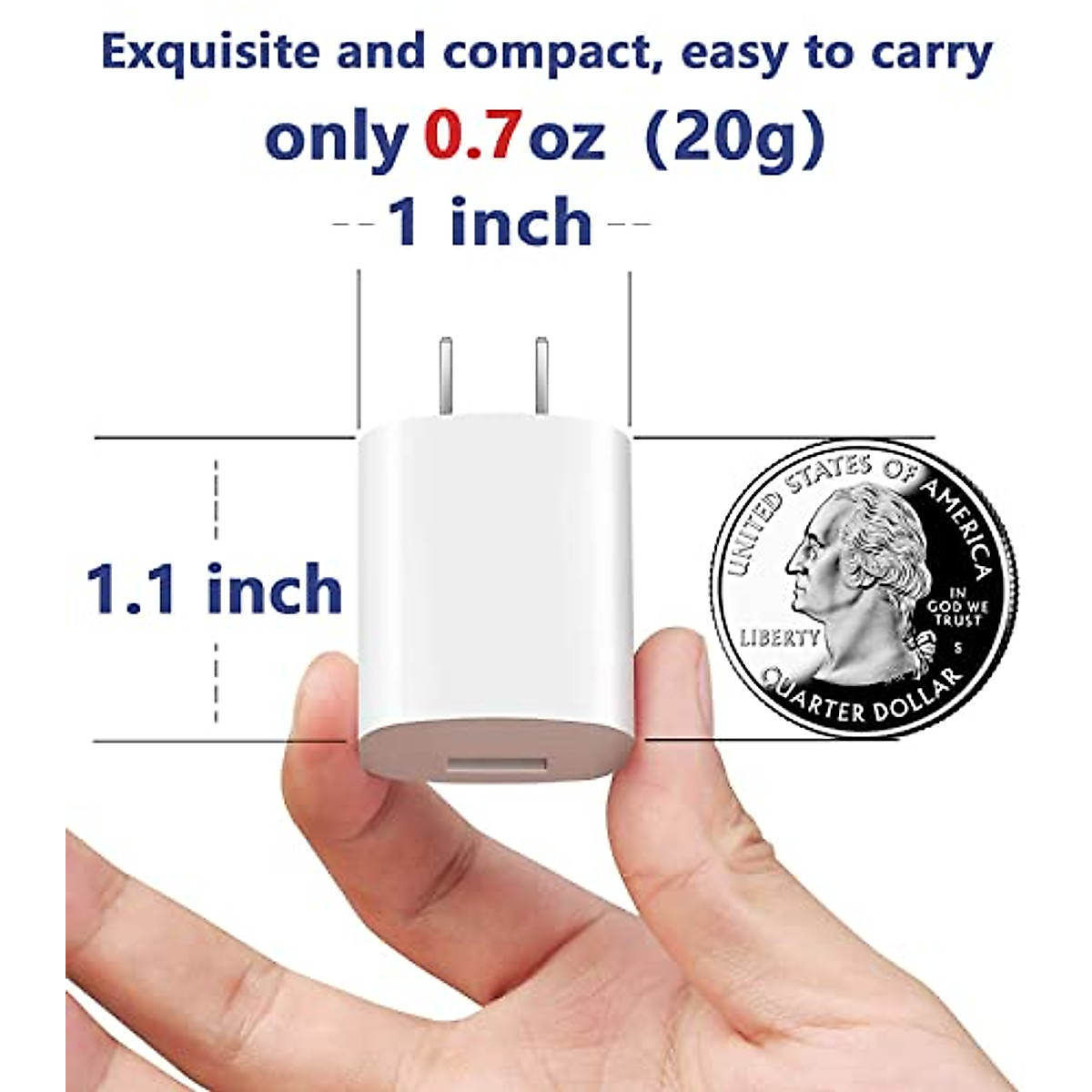 USB Wall Charger,Small iPhone Charger Box,Travel Plug Cube 5W Power Adapter for iPhone SE 2020/12 Pro Max/11 Pro Max/XR/X/8 Plus/7/6S/6S/6/5,Samsung Galaxy S7/S6/S5 Edge,LG,HTC,Huawei,Moto,Kindle
