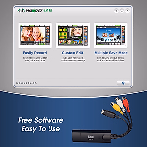 August VGB100 - External USB Video Capture Card - S Video/Composite to USB Transfer Cable - Grabber Lead for Windows 10/8 / 7 / Vista/XP