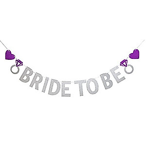 Bride To Be Banner Silver Glittery For Engagement Wedding Hen Night Sign Bridal Shower with Diamond Ring Bunting Party Decoration Supplies