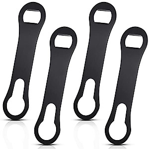 Bottle Opener and Pour Spout Remover Flat Bar Key Stainless Steel Bar Speed Opener Dog Bone Wine Bottle Opener Double Ended Beer Openers for Bartenders Home Kitchen, Black (4 Pieces)