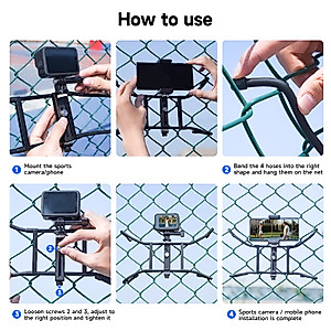 TELESIN Camera Fence Phone Mount Mevo Start Game Changer Chain Link Video Recording Accessories, Backstop Lynkspyder Clamp Clip Holder Attachment for GoPro Insta360 iPhone Baseball Softball Tennis