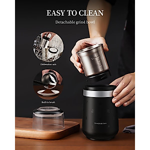 TWOMEOW Coffee Grinder, One Touch Spice Grinder Electric, Espresso Grinder, Coffee Bean Grinder with Removable Stainless Steel Bowl, Grain Mills for Spices, Herbs, Nuts, Black