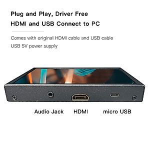 LESOWN Mini Monitor HDMI 5 inch IPS Small Monitor Portatil 800x480 LCD 5" Capacitive Touch Screen Metal Case Dual Speakers Potable Monitor PC HDMI Display