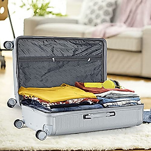 LING RUI 3 Piece Luggage Sets with TSA Approved, Lightweight Hard Shell Travel Large Rolling Checked Suitcases with Spinner Wheels (20/24/28), SILVER