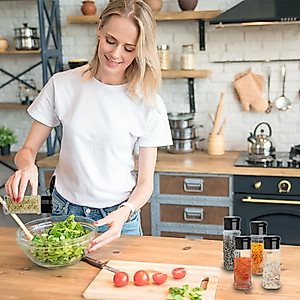 Voittozege 50 Pcs Spice Jars with Shaker Lids 3.3 oz/100 ml Plastic Spice Bottles Spice Containers Jars Seasoning Shaker for Storing Spice, Herbs and Seasoning Powders (Black Lid)