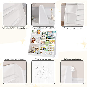 Lkeiyay Kids Bookshelf and Toy Storage,Nursery Bookshelf,Single-Sided Book Display with Storage,White