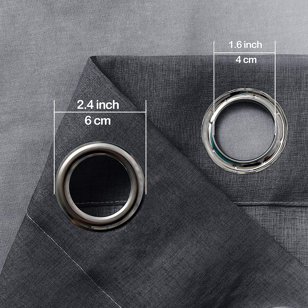 Hiasan Ombre Sheer Curtains for Living Room - Faux Linen Voile Grommet Window Curtains for Bedroom, Set of 2 Panels, 52 x 84 Inches Long, Black Gradient