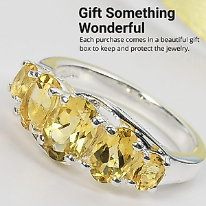 Shop LC Yellow Citrine 5 Stone Ring 925 Sterling Silver Size 9 Ct 1.50 Healing Birthstone Jewelry for Women Birthday Gifts for Women