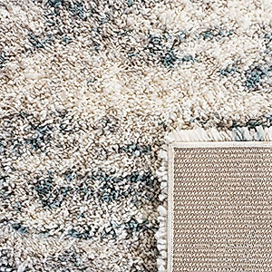 SAFAVIEH Fontana Shag Collection 2'3" x 4' Ivory / Teal FNT873A Modern Non-Shedding Living Room Bedroom Dining Room Entryway Plush 2-inch Thick Accent Rug