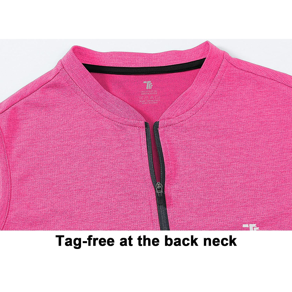 BGOWATU Women's Golf Polo Shirts Sleeveless Zip Up Collarless UPF 50+ Tennis T-Shirt Lightweight Quick Dry Rose XL