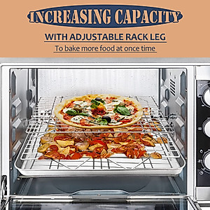E-far 4-Tier Cooling Rack, 15”x10.1" Stainless Steel Stackable Wire Cooling Rack for Baking Cooking Cookies, Folding Leg & Non-toxic, Oven Safe & Dishwasher Safe