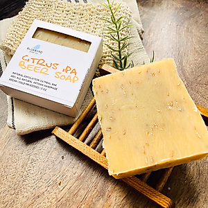 BLUEBYRD Soap Co. Mad Hops Citrus IPA Beer Soap Bar| Vegan Handcrafted High Lathering Beer Soap For Men | Beer Lovers All Natural Soap with Real Exfoliating Oats| Acne Soap Bar made with Beer Hops, Oatmeal, and Orange Essential Oils (BEER)