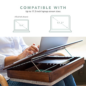 ROSSIE HOME Acacia Wood Easel Lap Desk with Storage - Java - Fits up to 17.3 Inch Laptops - Style No. 76501