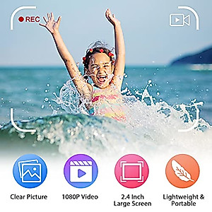 dsfen 1080P 20 Mega Pixels High Resolution Kids Video Camcorder Portable Mini Digital Camera with 2.4 Inch Large Display Screen Birthday Gifts for Boys Girls