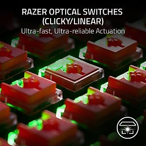 Razer DeathStalker V2 Pro TKL Wireless Gaming Keyboard: Low Profile Optical Switches Linear Red - HyperSpeed Wireless & Bluetooth - Chroma RGB - Up to 200 Hr Battery Snap Tap