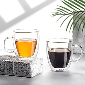 Insulated Coffee Mug With Handle And Lid 16 oz Double Wall Espresso Cups Double Layer Glass Mug Cold Heat Resistant Cup Tea Mug Milk Cup Coffee Cup Wine Glasses