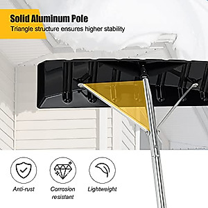 GYMAX Snow Roof Rake, 4.8-20FT Extendable Aluminum Snow Removal Tool with Anti-Slip Handle & 25” Wide Blade, Snow Rake for House Roof Leaves, Dribs