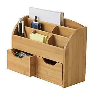 Lipper International 809 Bamboo Wood Space-Saving Desk Organizer, 13" x 10" x 5 3/8"