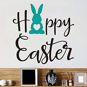 Summerjokes Happy Easter Funny Wall Sticker Decals Vinyl Removable Room Home Decoration, Family Living Room Kitchen Hotel Lobby Party Decoration Wall Decoration Glass Window Decoration